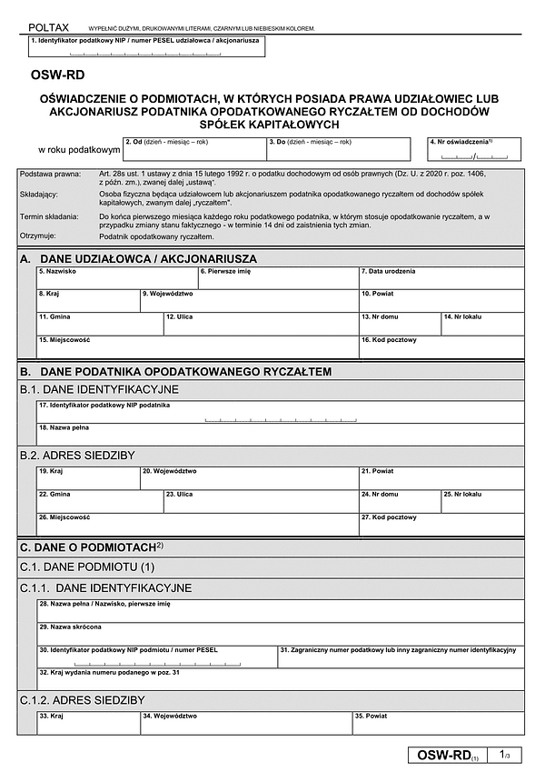 OSW-RD (1) Oświadczenia o podmiotach, w których posiada prawa ...